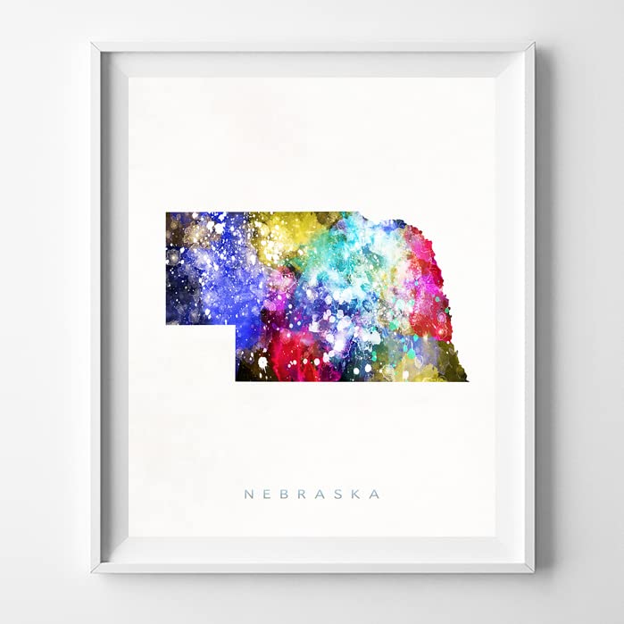 Amazon.com: Nebraska Watercolor Map Wall Art Poster Home Decor Print ...