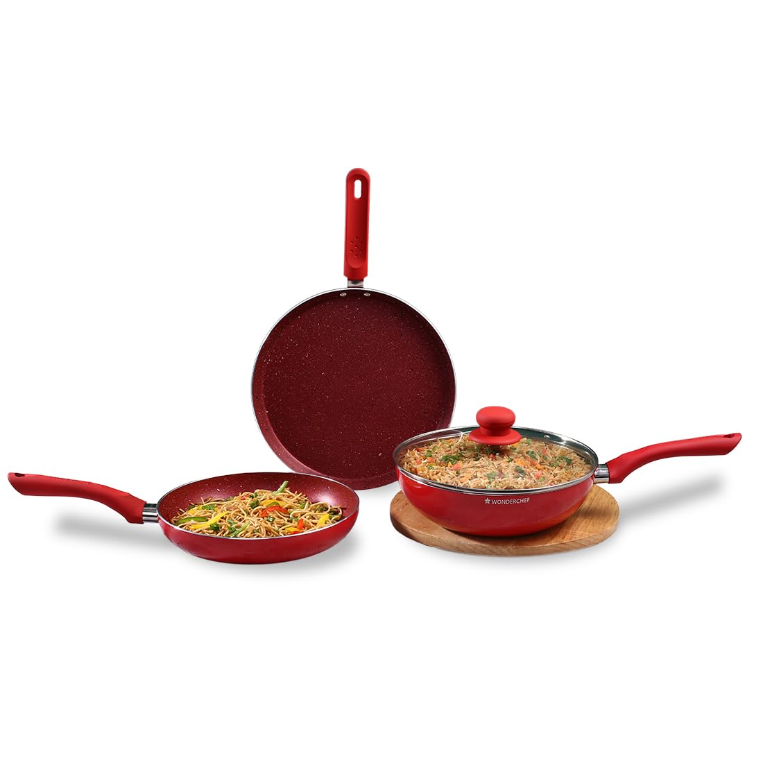 Buy Wonderchef Royal Velvet Non-Stick 4 Piece Cookware Set|Fry Pan with ...