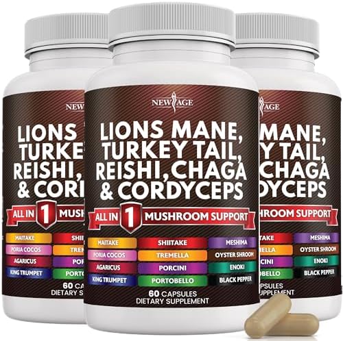 Amazon.com: NEW AGE Lions Mane 3000mg 20in1 Mushroom Supplement with ...