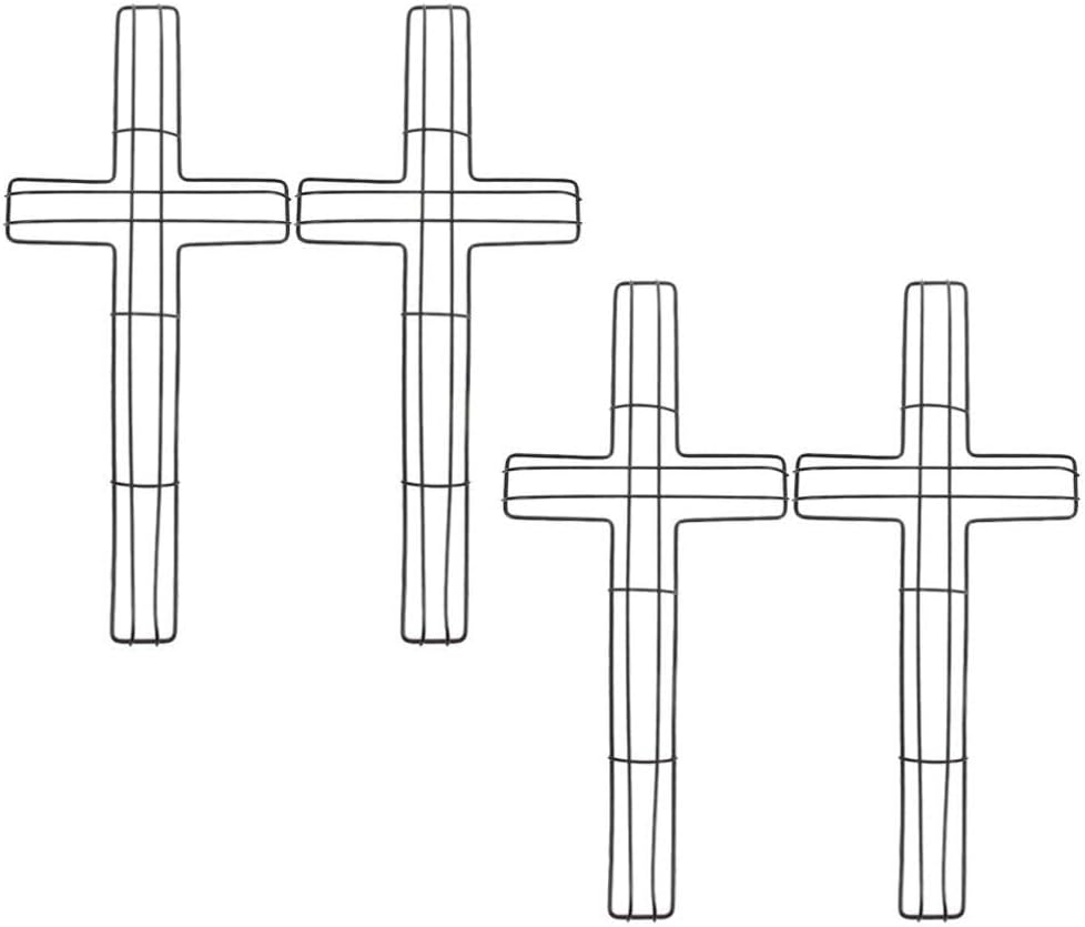 Amazon.com: Ciieeo 4pcs Cross Metal Wreath Frame Wire Easter Cross ...