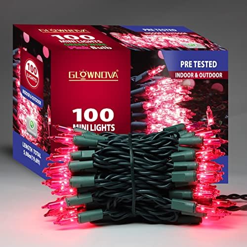 GLOWNOVA Green Wire,Red,Incandescent Bulb 100 Mini String Lights for ...