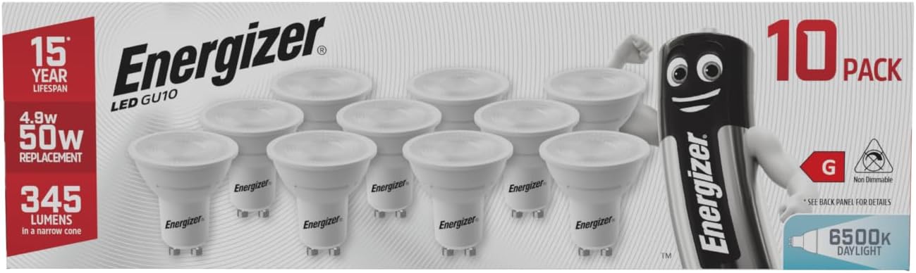 Energizer GU10 LED Bulbs Daylight 6500k - Spotlight Bulbs for Ceiling ...