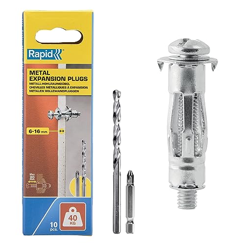 Rapid Hollow Wall Anchors, Pack of 10 Heavy Duty Metal Plasterboard ...