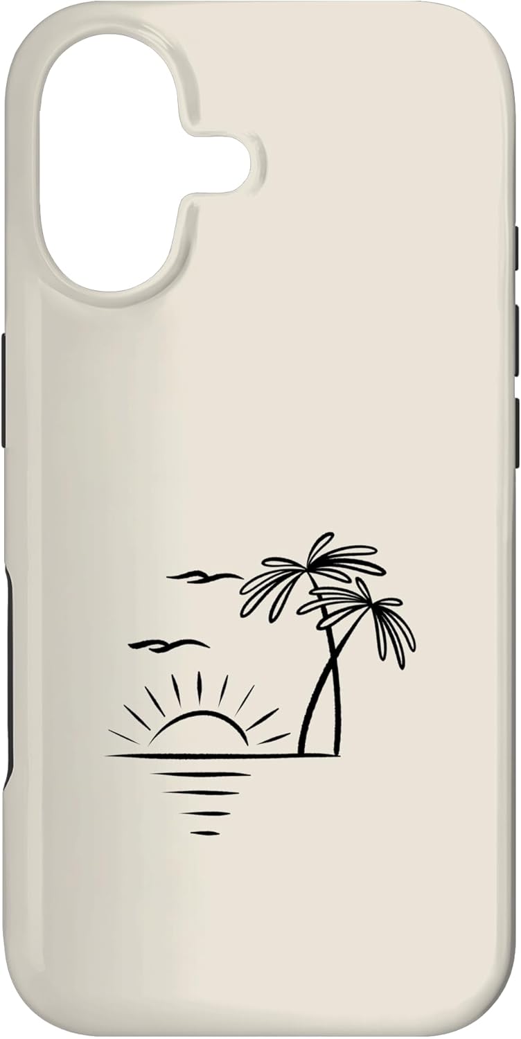 Amazon.com: Summery Sun Sunset Ocean with Palm Tree for Summer Case for ...