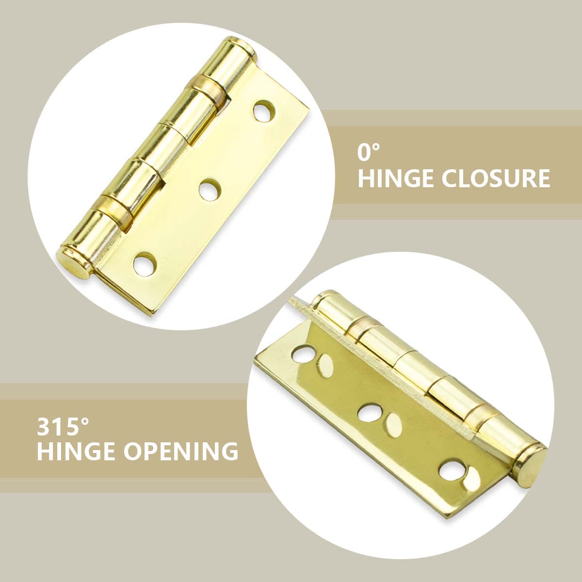 Bwintech 2 Pairs 75 x 50 x 2.0mm(3 inch) Gold Plated Wire Drawing Hinge ...