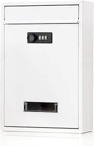 FFDCC Metal Wall Mount Mailbox, White, 3 Digit Code Combination Lock ...