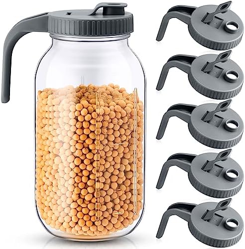 Amazon.com: LIVEBAY Wide Mouth Mason Jar Pour Spout Lids Flip Cap Lid with Handle Reusable,Leak ...