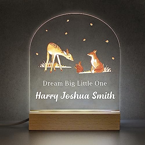 Beecreative Personalised Dream Big Little One Nursery Night Light with ...