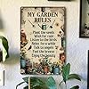 Amazon.com: Seeyoo My Garden Rules Metal Tin Sign Gardening Decorations ...