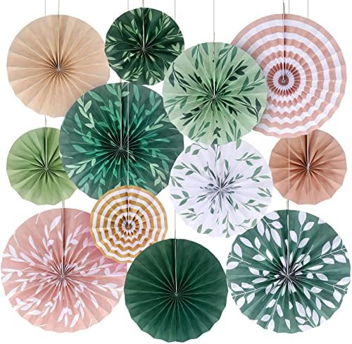 Amazon.com: 9Pcs Paper Fans Party Decorations Hanging Paper Leaves for ...