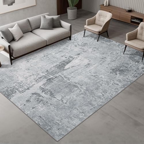 Amazon.com: YIHOUSE Grey Abstract Rug for Living Room, 5x7 Machine ...