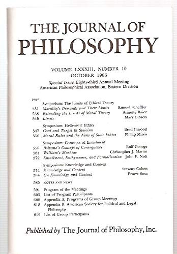 THE JOURNAL OF PHILOSOPHY VOLUME LXXXIII, NUMBER 10 OCTOBER 1986 ...