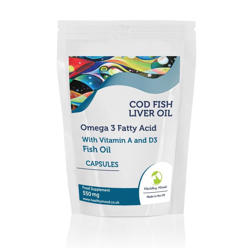 Cod Liver Oil 550mg High Strength Cod with Vitamin A and Vitamin D3 ...