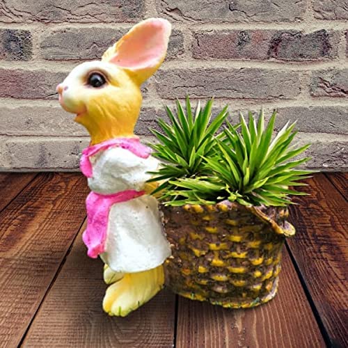 Madhu Creations Resin Cute Rabbit with Basket Sculpture Outdoor Planter ...