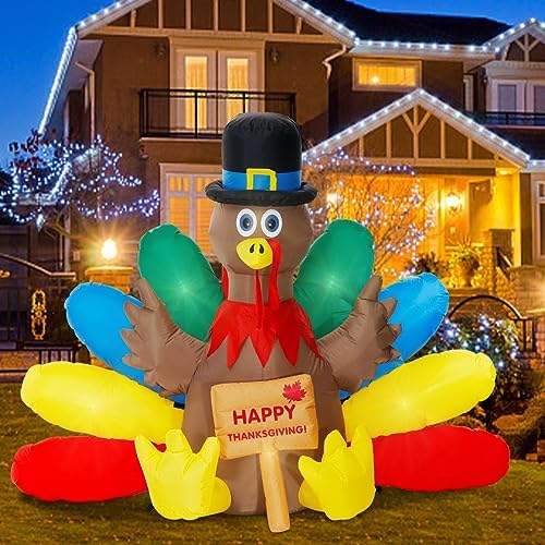 Amazon.com: WINEMANA 6 FT Thanksgiving Inflatable Turkey, Blow up ...