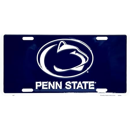 Amazon.com: Penn State (Blue Background) Embossed Metal auto tag ...