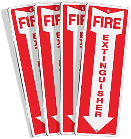 Amazon.com: T&R Metal Fire Extinguisher Sign - 4 Pack - 12"x4" .040 ...