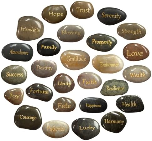 Amazon.com: Sasylvia 30 Pcs Inspirational Stones Different Words ...