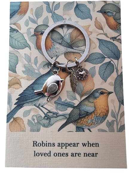 Robin Bird Keyring On Card - Perfect Gift - Robins Appear When Loved ...