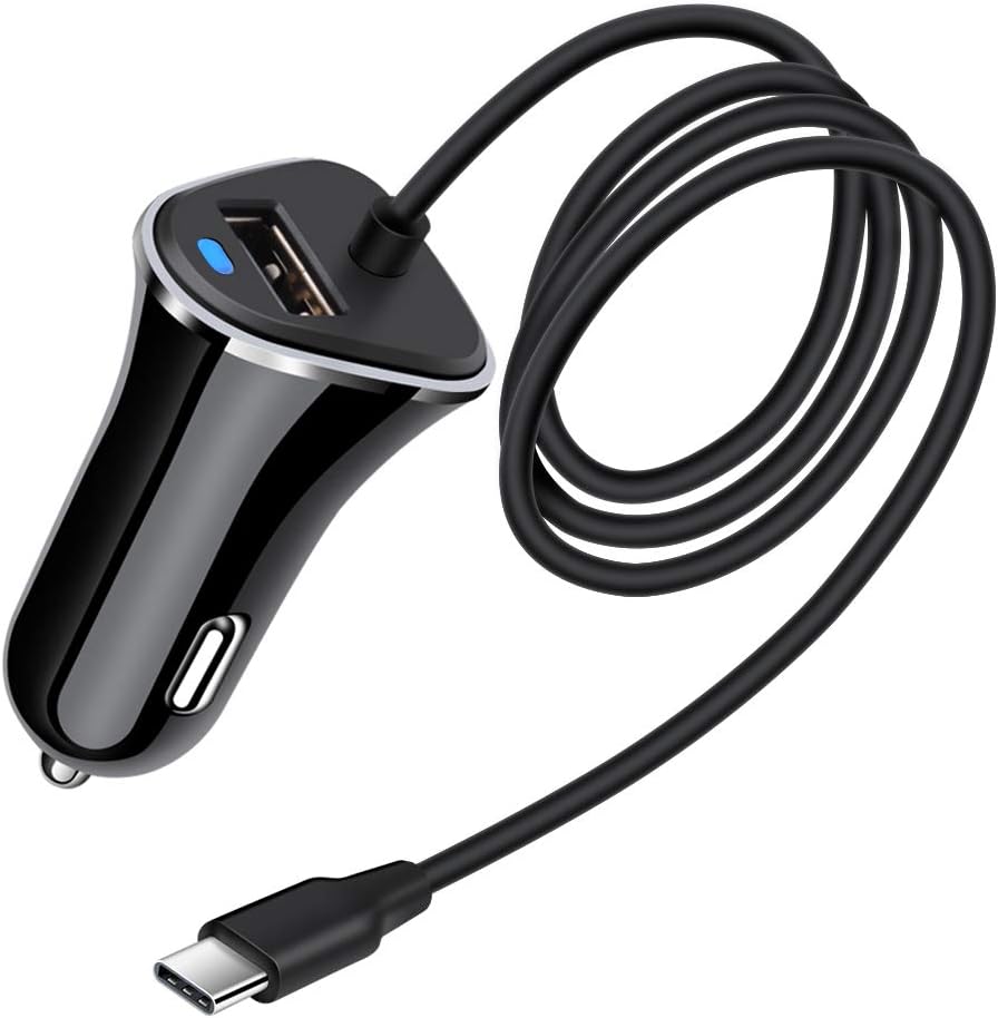 Amazon.com: USB Type C Car Charger, Dual Port Car Adapter with 6ft Fast ...