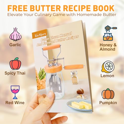 TeeMars Butter Churner - Upgraded Hand Crank Mason Jar Butter Churn ...