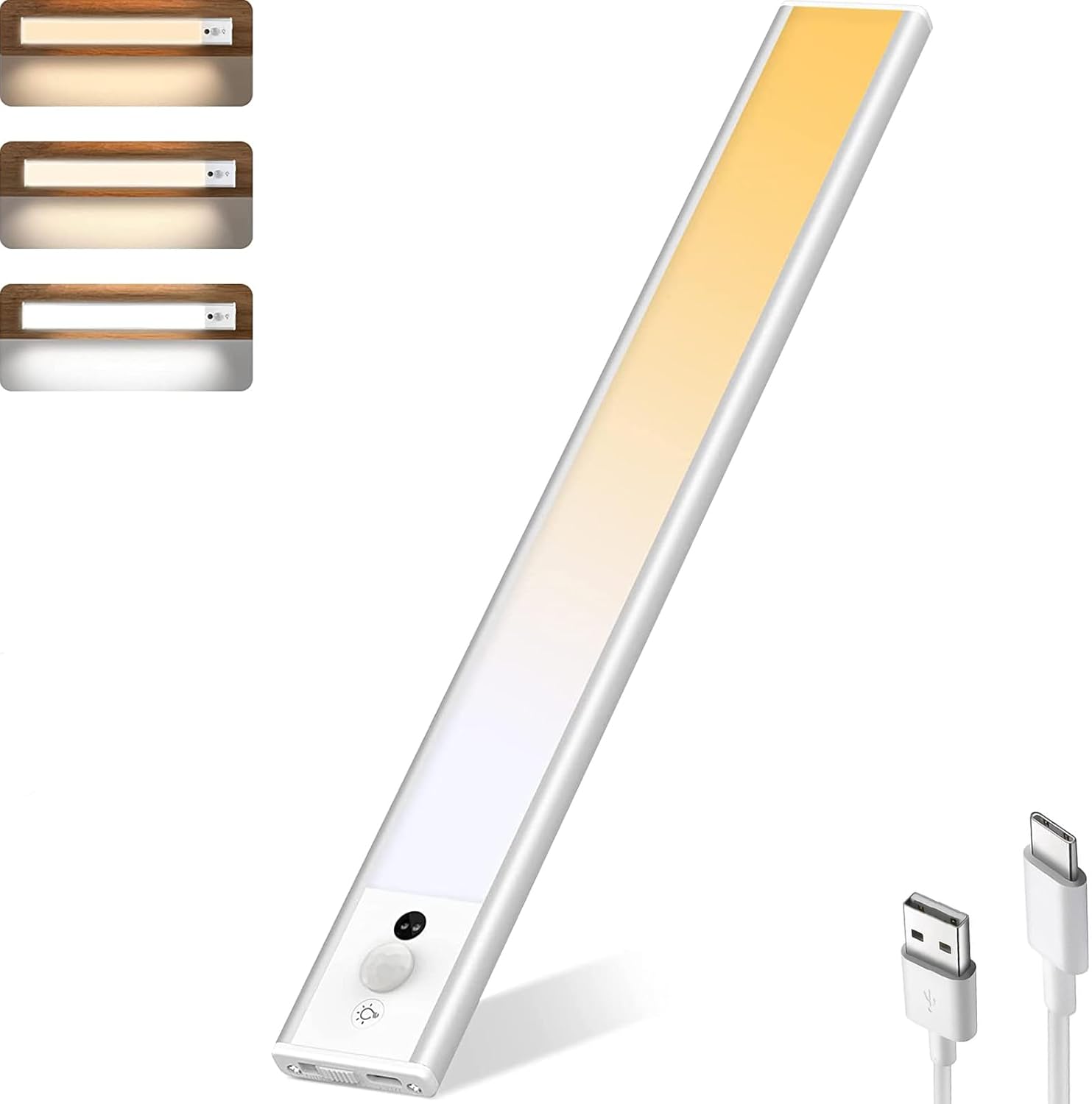 Amazon.co.jp : 【1本入り】ledセンサーライト 40cm 3色調整可能 人感センサーライト 室内 3000mAH Type C充電式 超薄型設計 バー ライト マグネット 足元 ...