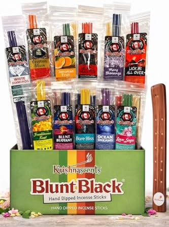 Amazon.com: Krishnascents Blunt Black Hand-Dipped Incense Sticks ...