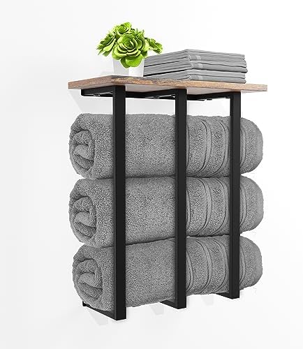 Amazon.com: Towel Rack Wall Mounted with Shelf, Beautiful Storage for ...