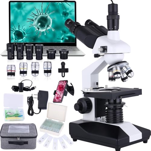 Amazon.com: Herwicm Compound Trinocular Microscope 40X-5000X ...