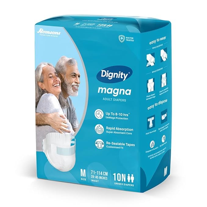 DIGNITY Magna Tape Style Adult Diapers - M (80 Pieces) With Wetness ...