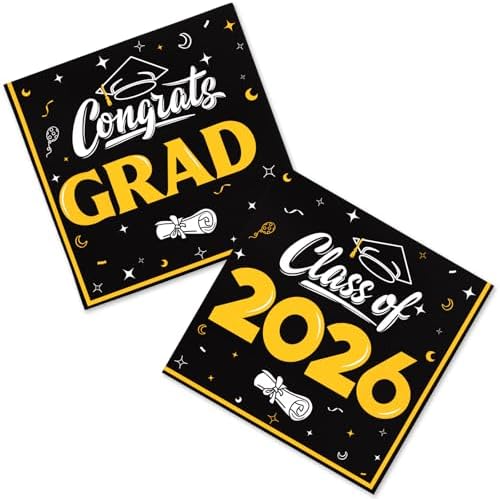 Amazon.com: Graduation Cocktail Napkins Class of 2026 – 80 Pack ...