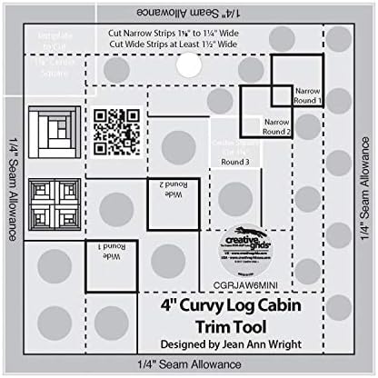 Amazon.com: Bundle of Creative Grids Curvy Log Cabin Trim Tool 6in ...