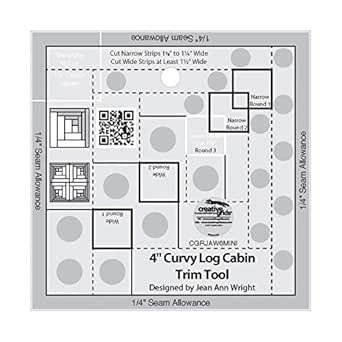 Creative Grids 4 inch Curvy Log Cabin Trim Tool Quilting Ruler : Amazon ...