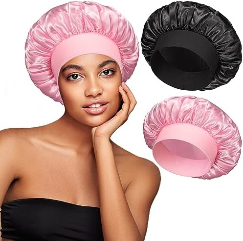 Amazon.com : 3 Pack Satin Bonnet Silk Bonnet for Sleeping, Bonnets for ...
