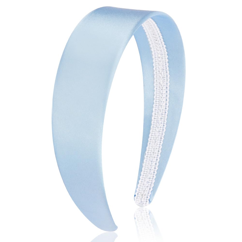 Amazon.com : AHONEY Light Blue Headband for Women Girls Satin Silk ...