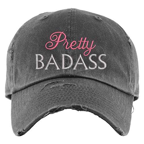 Amazon.com: Pretty Badass Hat | Distressed Baseball Cap or Ponytail Hat ...