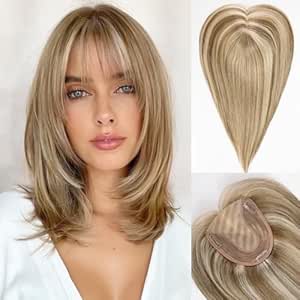 Amazon.com : HAIRCUBE Hair Toppers for Women Real Human Hair With Bangs ...