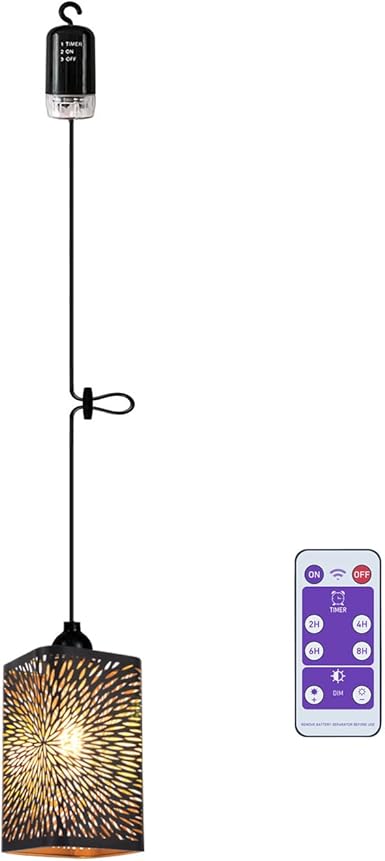 YIKEGE LICHT Battery Operated Chandelier with Remote Timer Hanging ...