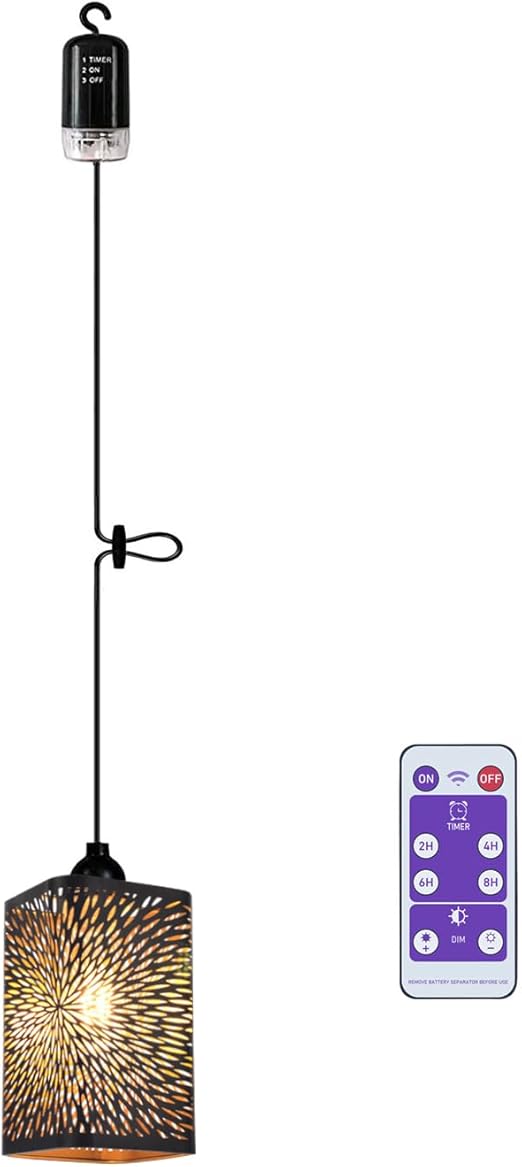 YIKEGE LICHT Battery Operated Chandelier with Remote Timer Hanging ...