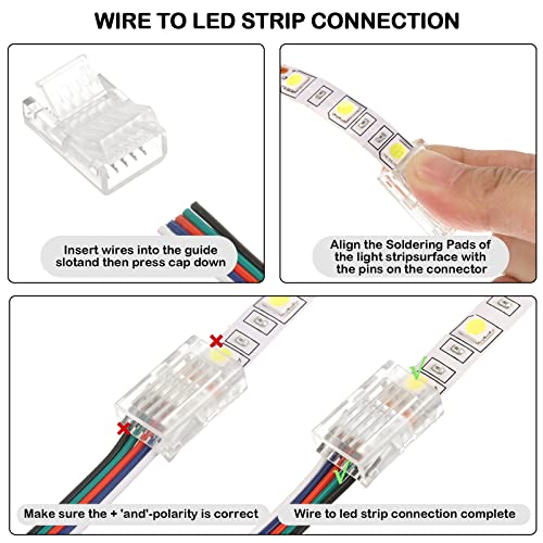 Snapklik.com : 10 Packs Solderless LED Strip Connector, Transparent ...