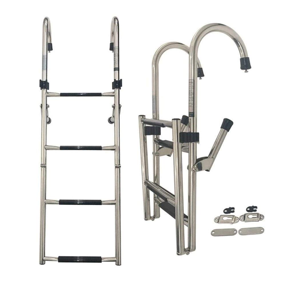 Buy Stainless Steel 4 Steps Boat Ladder, Heavy Duty Foldable Top ...