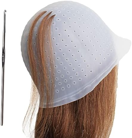 Amazon.com : Highlighting Silicone Cap with Hook, Hair Dye Hat Reusable ...