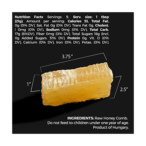 Bees Knees Raw Honeycomb, 100% Edible, All-Natural Gourmet Honeycomb in ...