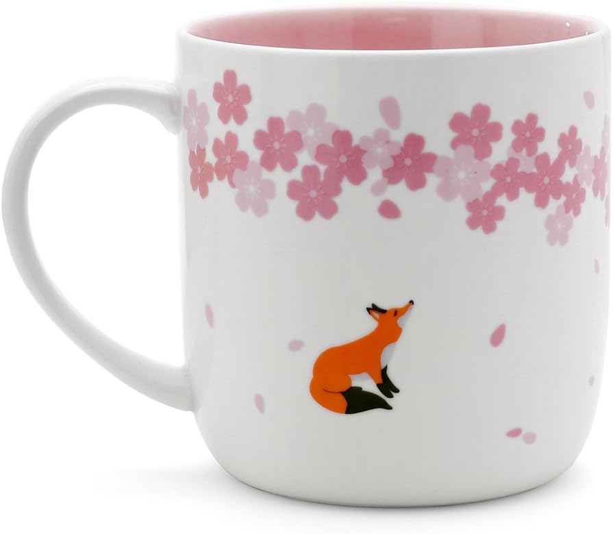 Amazon.com: Teagas Elegant Pink Cherry Blossom Fox Ceramic Fox Coffee ...