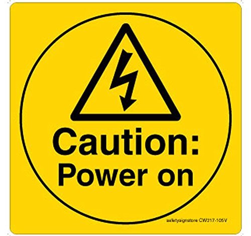 CAUTION: Power on, (CW317-105AL-05), Material: Aluminium, Pack of 5 ...