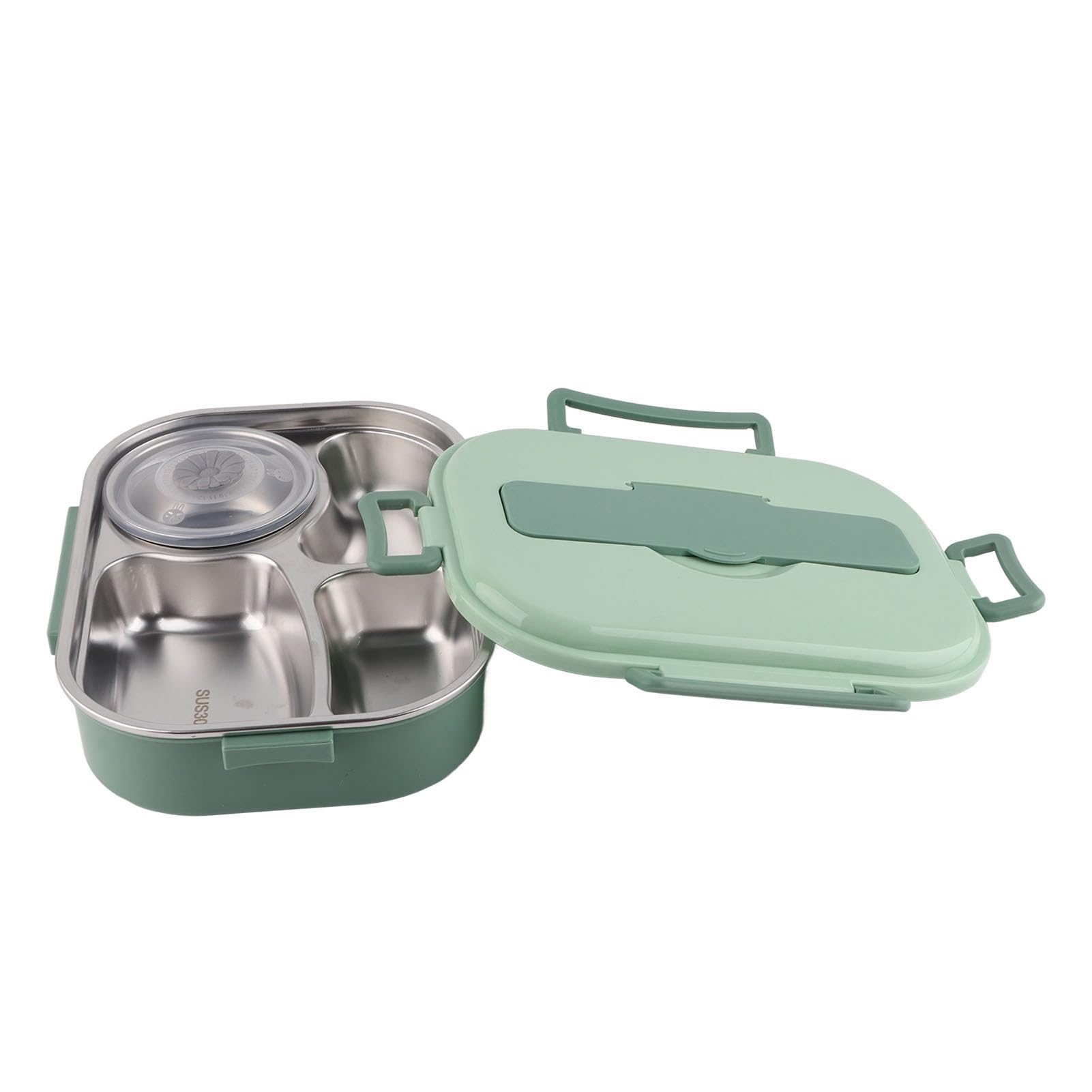 Amazon.com: ICRPSTU Stainless Steel Lunch Box 4?Grid Portable Box Food ...