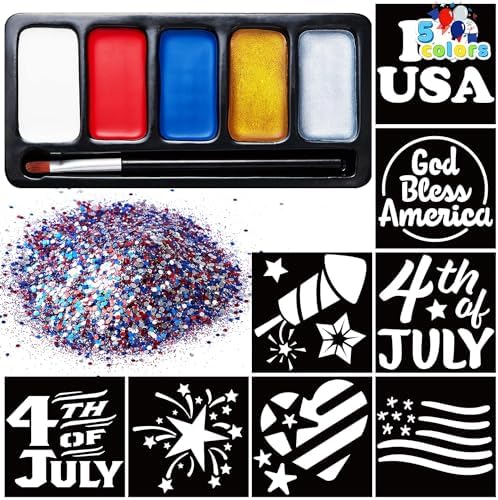 Amazon.com: JOYIN 5 Colors Patriotic Face Body Paint Kit with Glitter ...