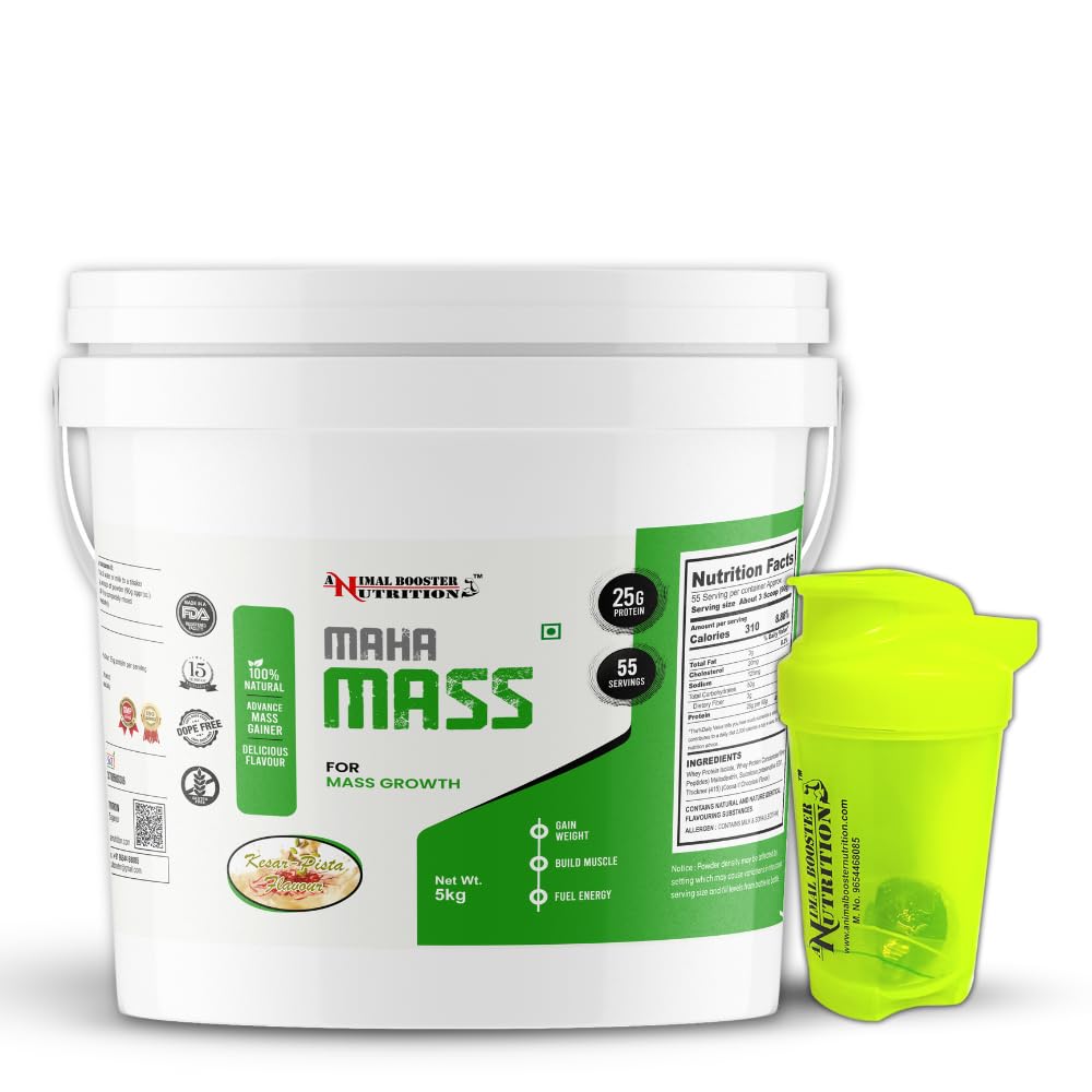 Animal Booster Nutrition Maha Mass Gainer, 25 Gram Of Protein in 90gm ...