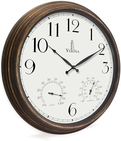 Outdoor Clocks for Patio Large Waterproof with Thermometer - 24 inch ...