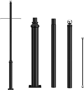 Bettyliss Outdoor Street Light Mounting Pole, Black Metal LED Light for ...